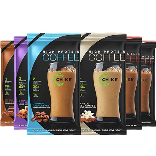 CHIKE High Protein Iced Coffee Sampler Pack, 20 G Protein,