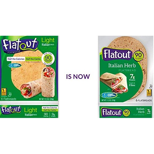 Flatout Wraps, Light Italian Herb 2 Packs of 6 Flatbreads
