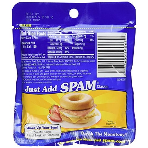 SPAM Single, 3-Ounce Pouches (Pack of 6)