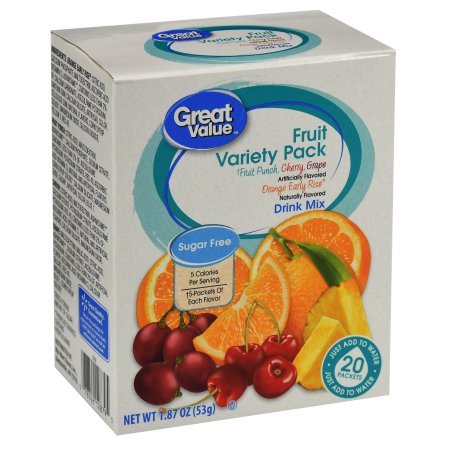 Great Value Drink Mix, Fruit Variety Pack, Sugar-Free, 1.87 ...